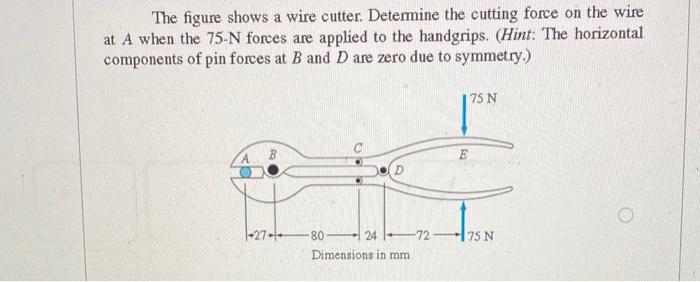Solved The figure shows a wire cutter. Determine the cutting | Chegg.com