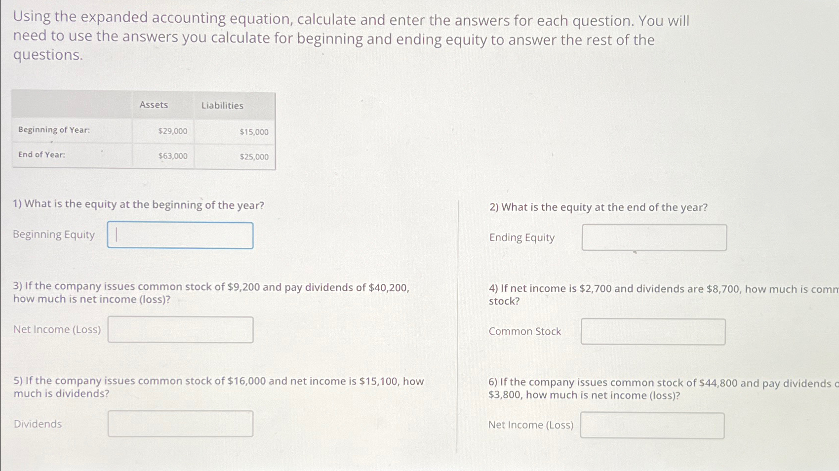 Solved Using the expanded accounting equation, calculate and | Chegg.com