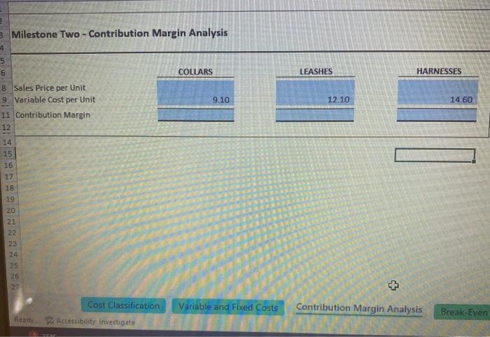 Milestone One - Variable and Fixed Costs22 23 Leashes | Chegg.com