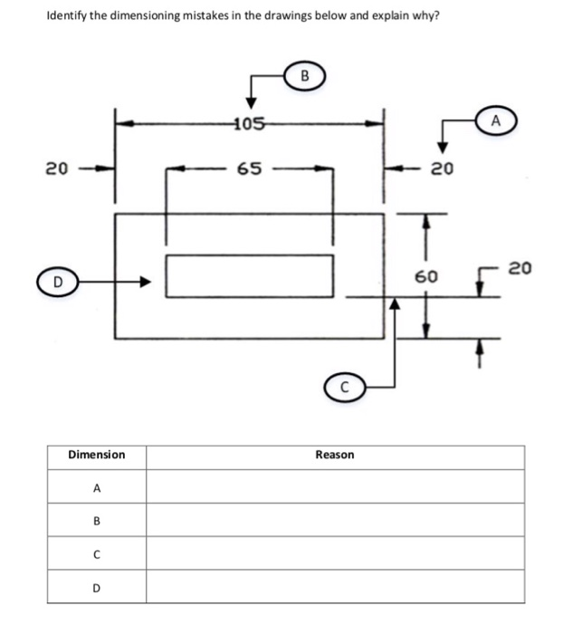 Solved Identify the dimensioning mistakes in the drawings | Chegg.com