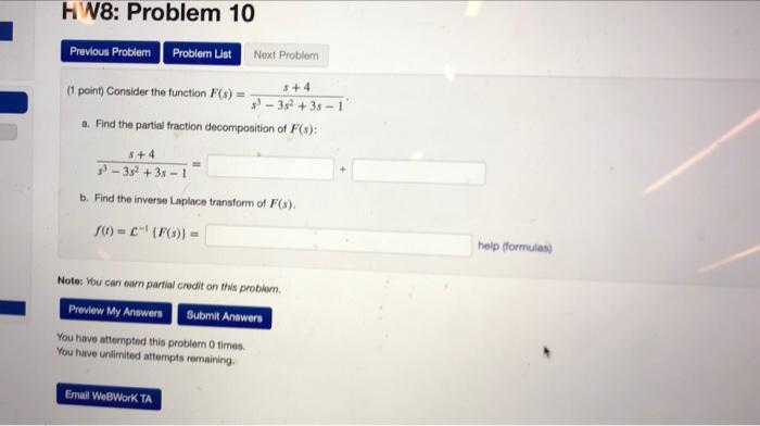 Solved HW8: Problem 10 Previous Problem Problem List Next | Chegg.com