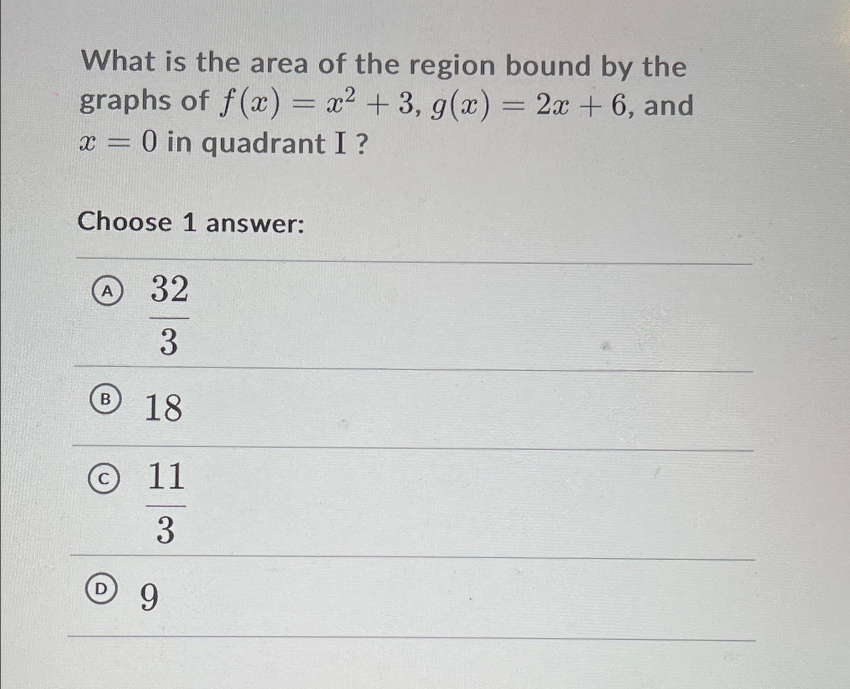 Solved What is the area of the region bound by the graphs of | Chegg.com