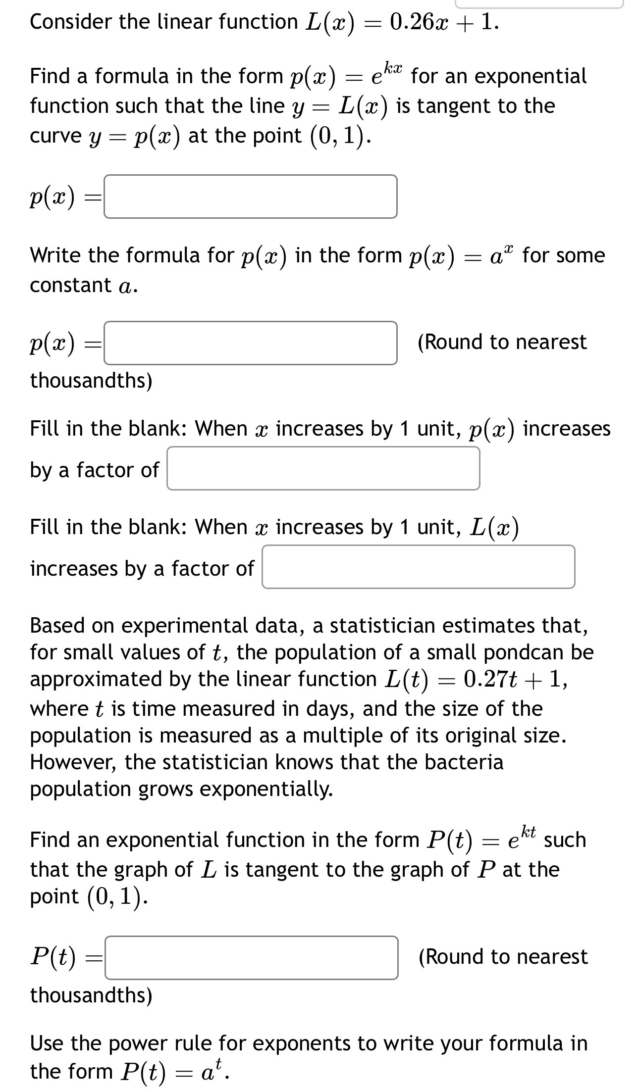 Solved Consider the linear function L(x)=0.26x+1.Find a | Chegg.com