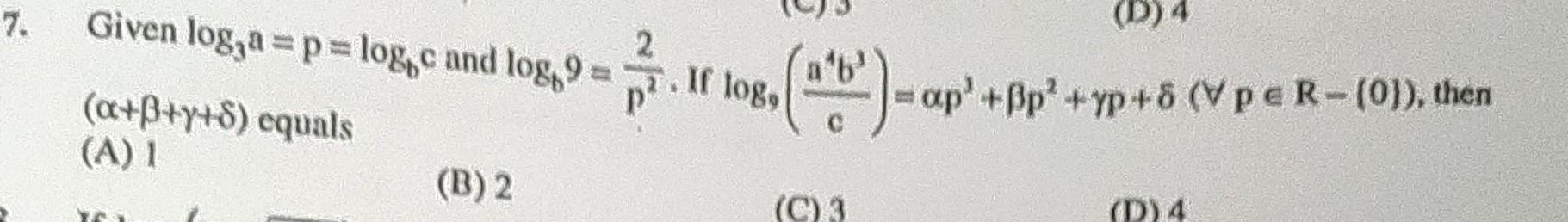 Solved Given log3a=p=logbc and logb9=p22. If | Chegg.com