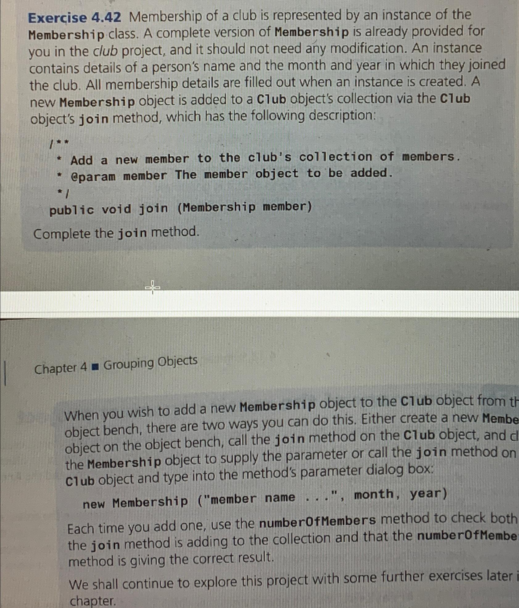 Solved Exercise 4.42 ﻿Membership of a club is represented by | Chegg.com