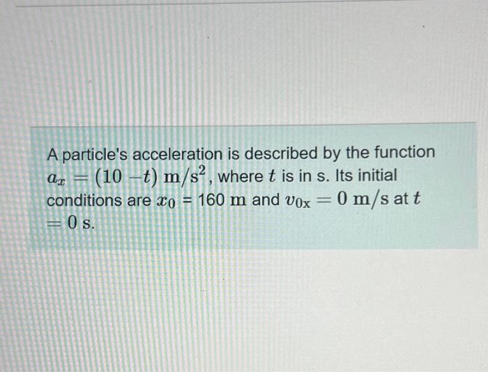 Solved A particle's acceleration is described by the | Chegg.com