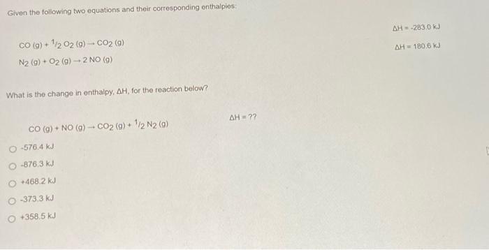 Solved Given the following two equations and their | Chegg.com