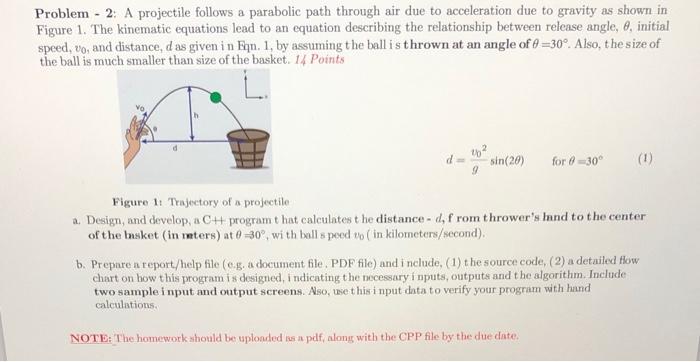 Solved Problem - 2: A projectile follows a parabolic path | Chegg.com