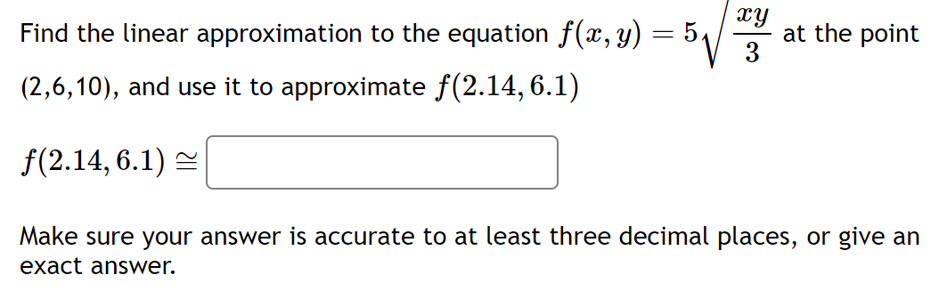 Find the linear approximation to the equation | Chegg.com