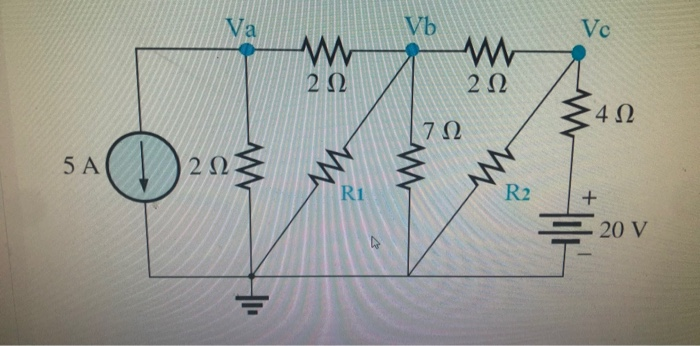 Solved when R1=7 andR2 = 8what is Va and Vb and Vc | Chegg.com