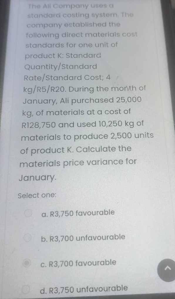 Solved The All Company uses a standard costing system the | Chegg.com