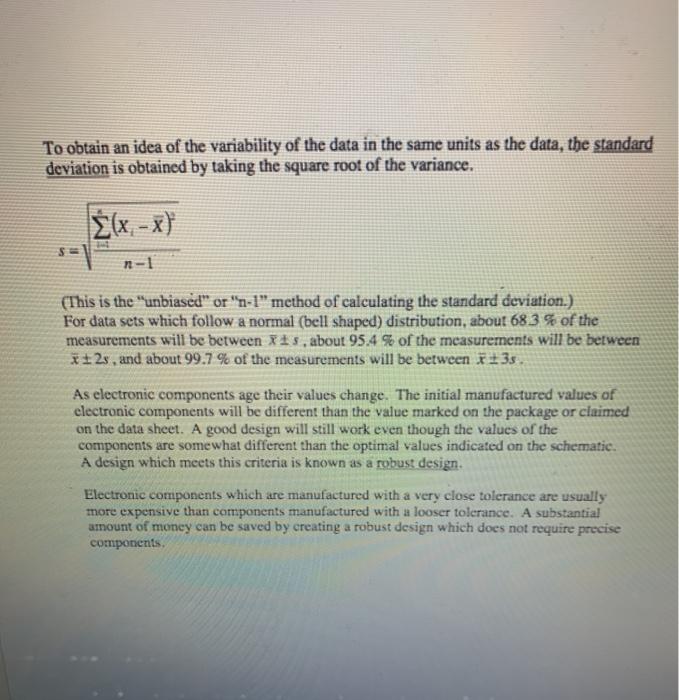 Solved calculate the mean, median, variance and the standard | Chegg.com