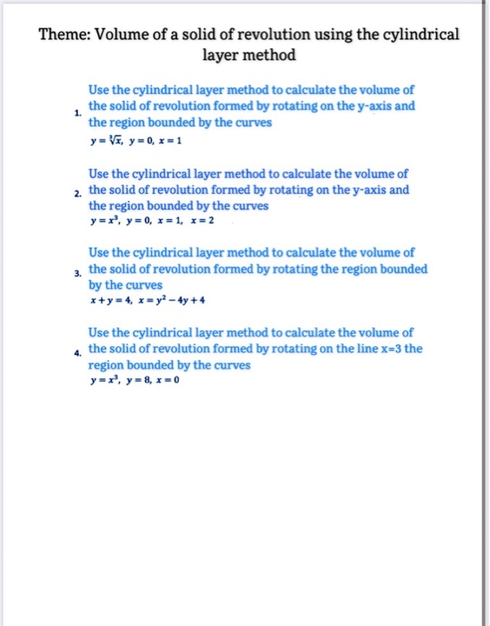 Solved Theme: Volume of a solid of revolution using the | Chegg.com