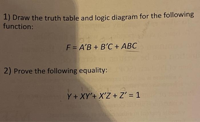 Solved 1) Draw the truth table and logic diagram for the | Chegg.com