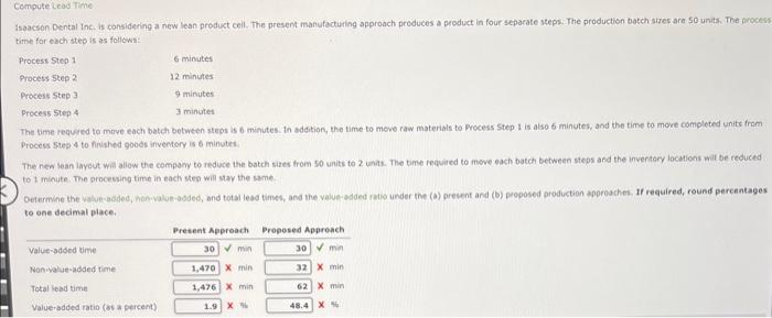 Solved Compute Lead Time 1saacson Dental inc. is considering | Chegg.com