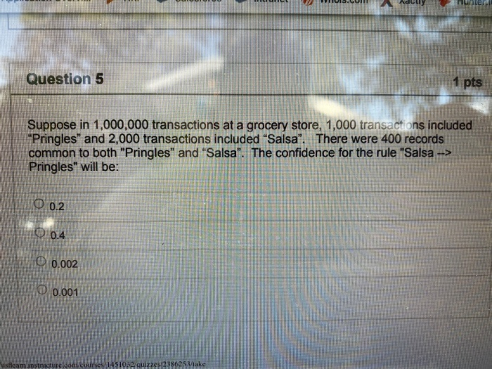 Solved Question 5 1 pts Suppose in 1,000,000 transactions at | Chegg.com