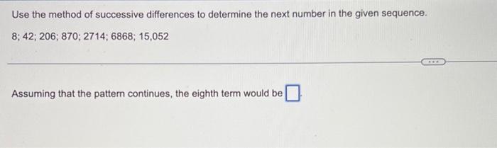 Solved Use the method of successive differences to determine | Chegg.com