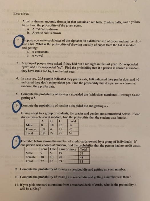 Solved Exercises 1. A ball is drawn randomly from a jar that | Chegg.com