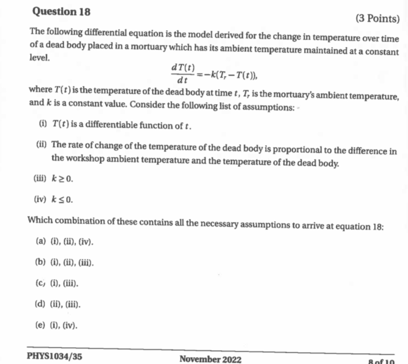Solved by an EXPERT Question 18(3 ﻿Points)The following differential | Chegg.com