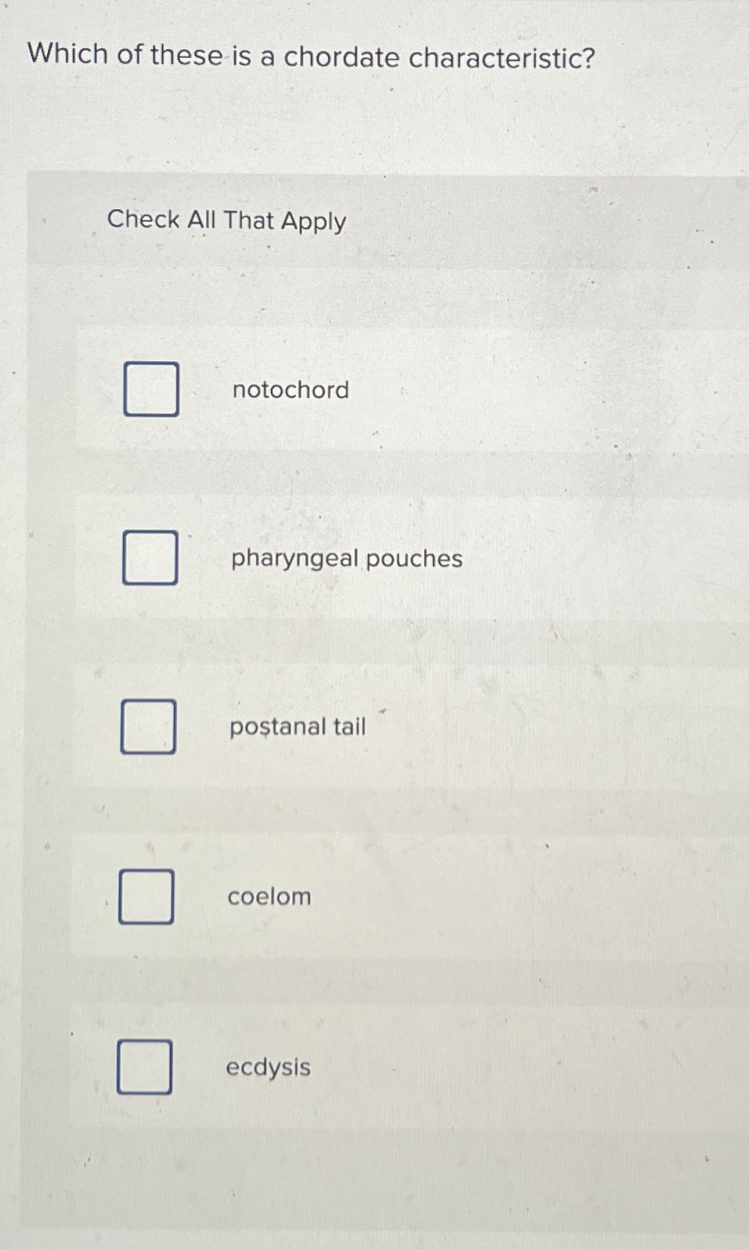 Which of these is a chordate characteristic?Check All | Chegg.com