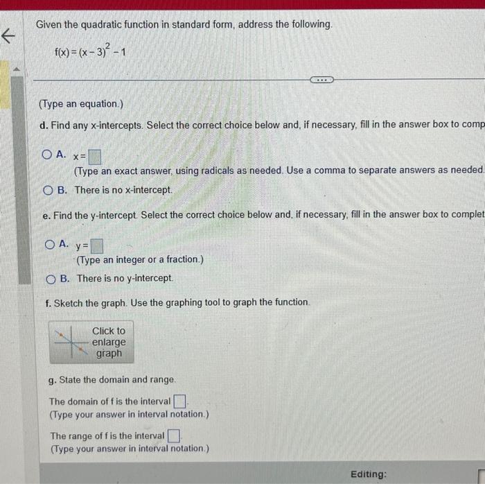 Given the quadratic function in standard form, | Chegg.com