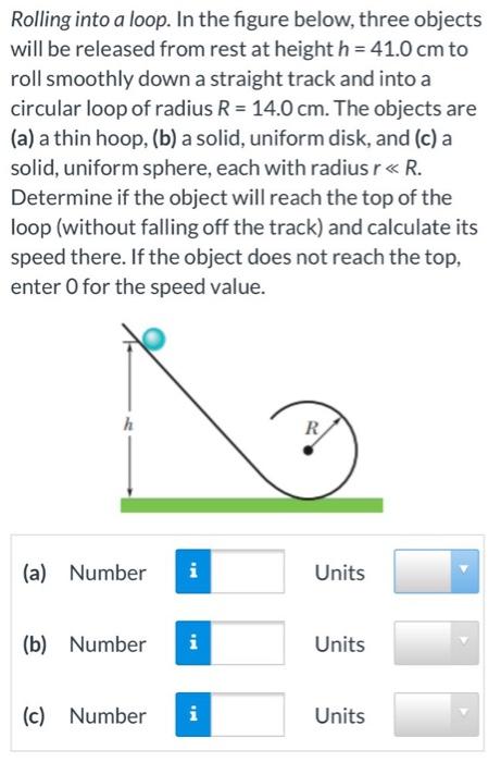 Solved Rolling into a loop. In the figure below, three | Chegg.com
