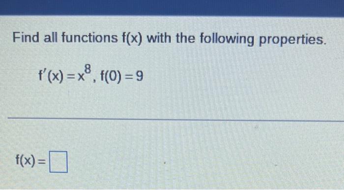 Solved Find all functions f(x) with the following | Chegg.com