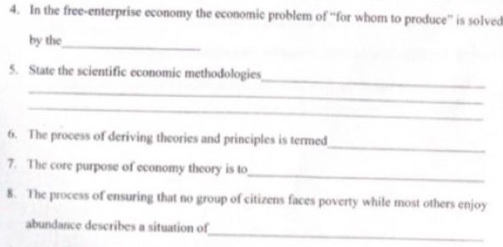 Solved 4. In the free-enterprise economy the economic | Chegg.com