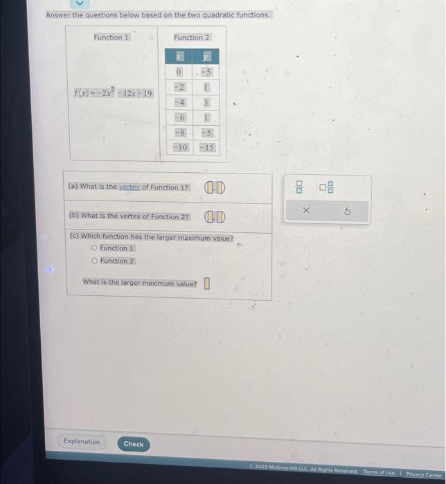 Solved Answer The Questions Below Based On The Two Quadratic 