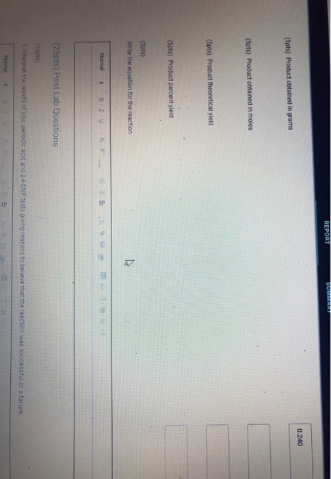 Solved The Pinacol Rearrangement Data And Lab Report | Chegg.com