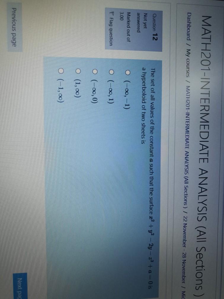 Solved MATH201-INTERMEDIATE ANALYSIS (All Sections) | Chegg.com