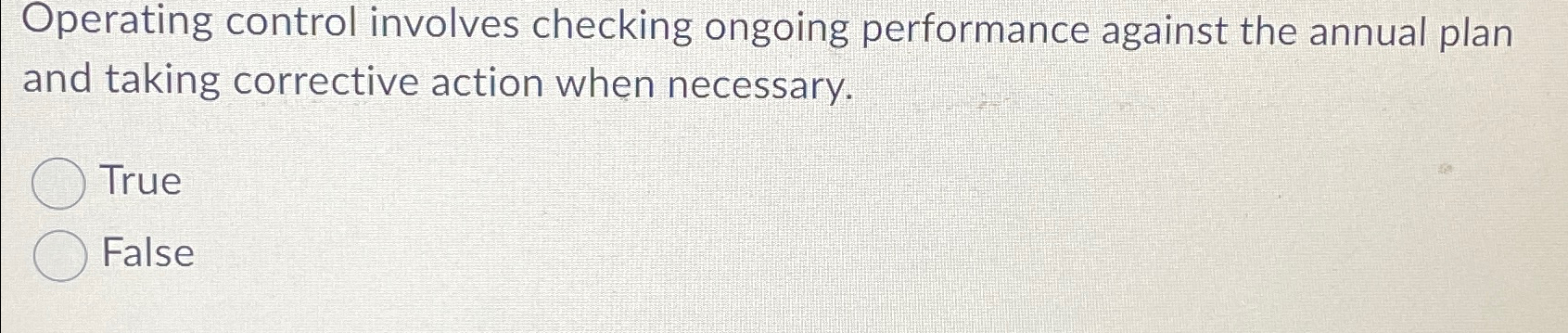 Solved Operating control involves checking ongoing | Chegg.com