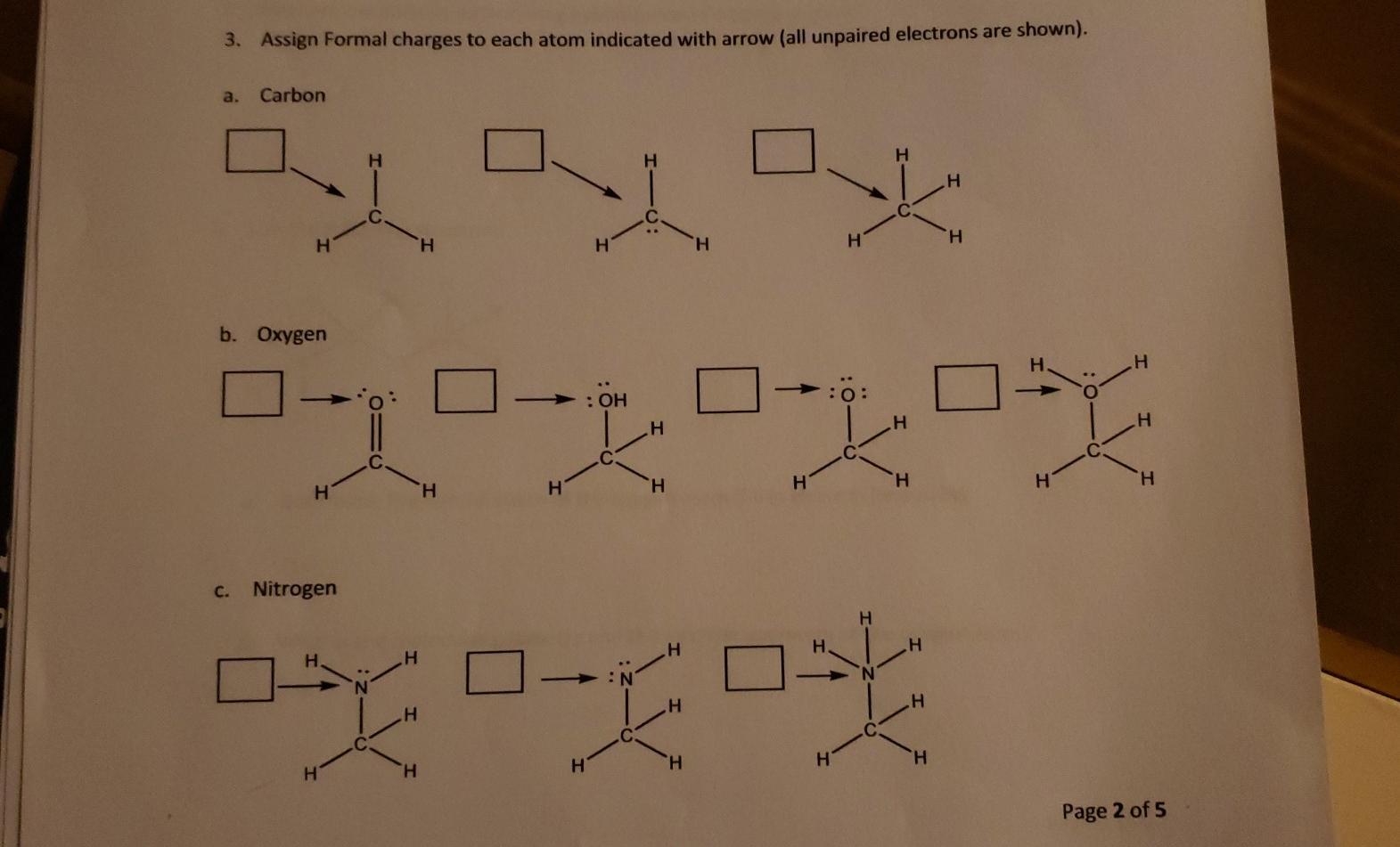 Solved 3. Assign Formal charges to each atom indicated with | Chegg.com