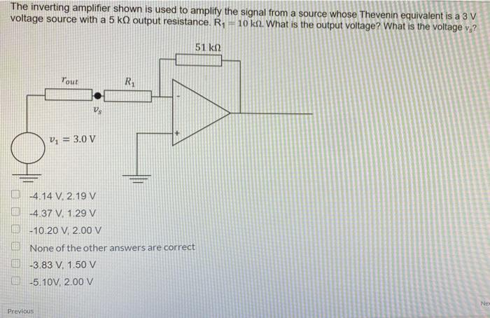 Solved The inverting amplifier shown is used to amplify the | Chegg.com