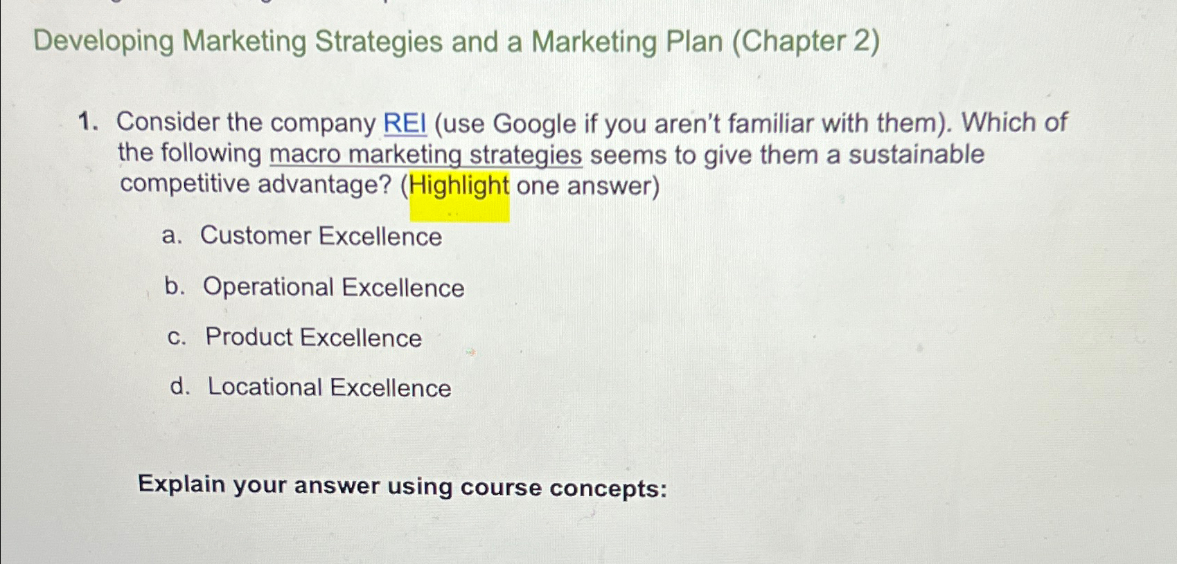 Solved Developing Marketing Strategies and a Marketing Plan | Chegg.com