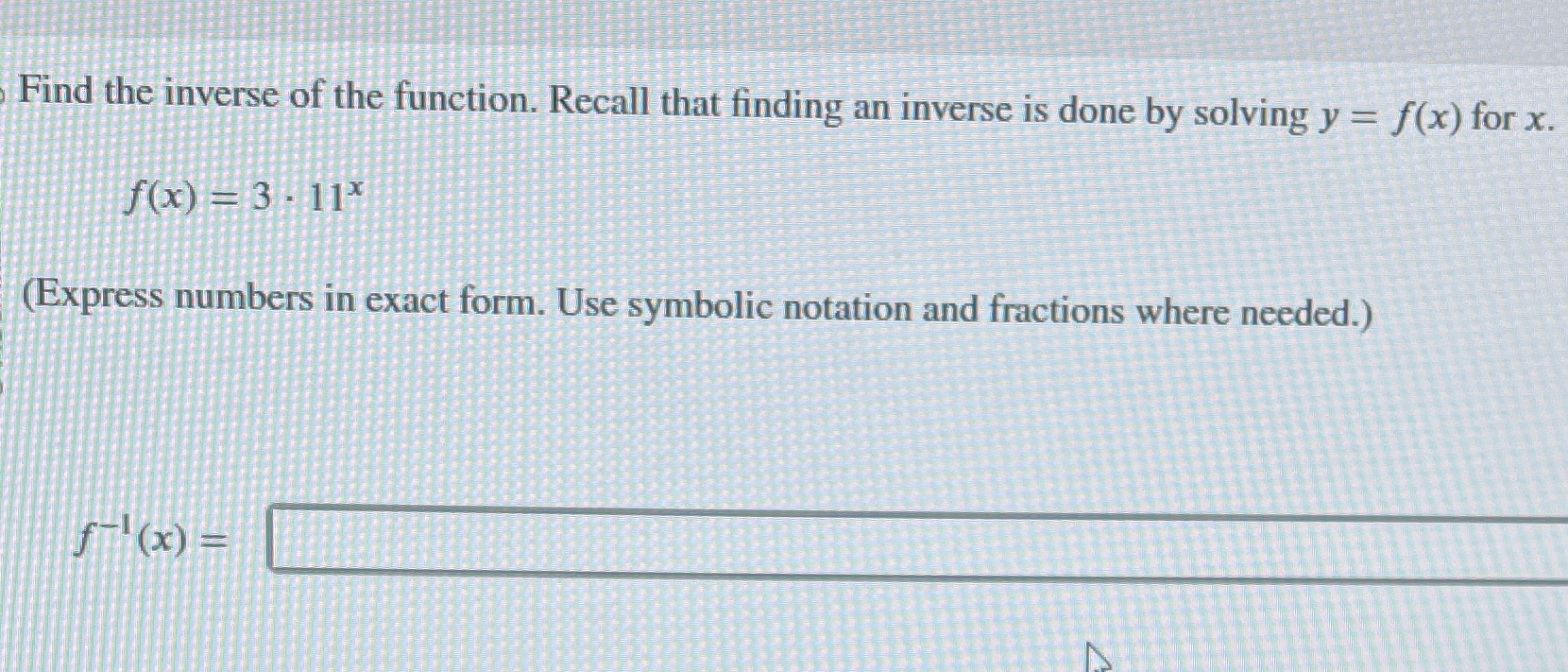 Solved Find the inverse of the function. Recall that finding | Chegg.com