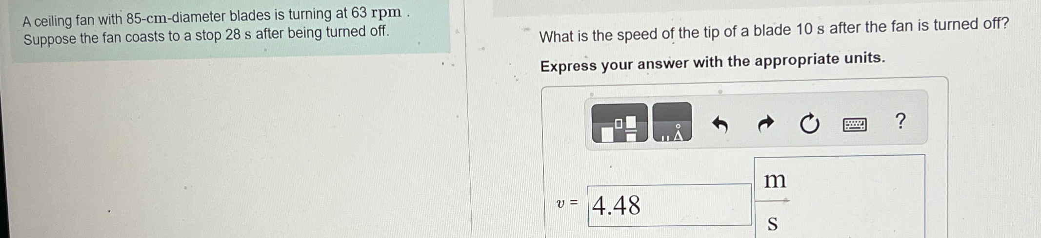 Solved NEED ANSWERED ASAP PLS!!A ceiling fan with | Chegg.com