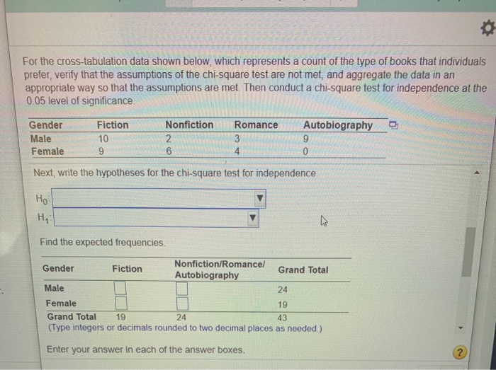 Solved For the cross tabulation des shown below, which | Chegg.com