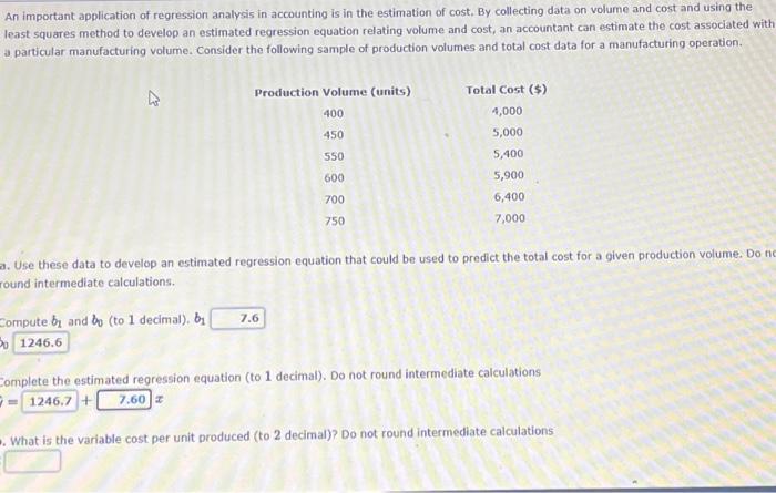 Solved An important application of regression analysis in | Chegg.com