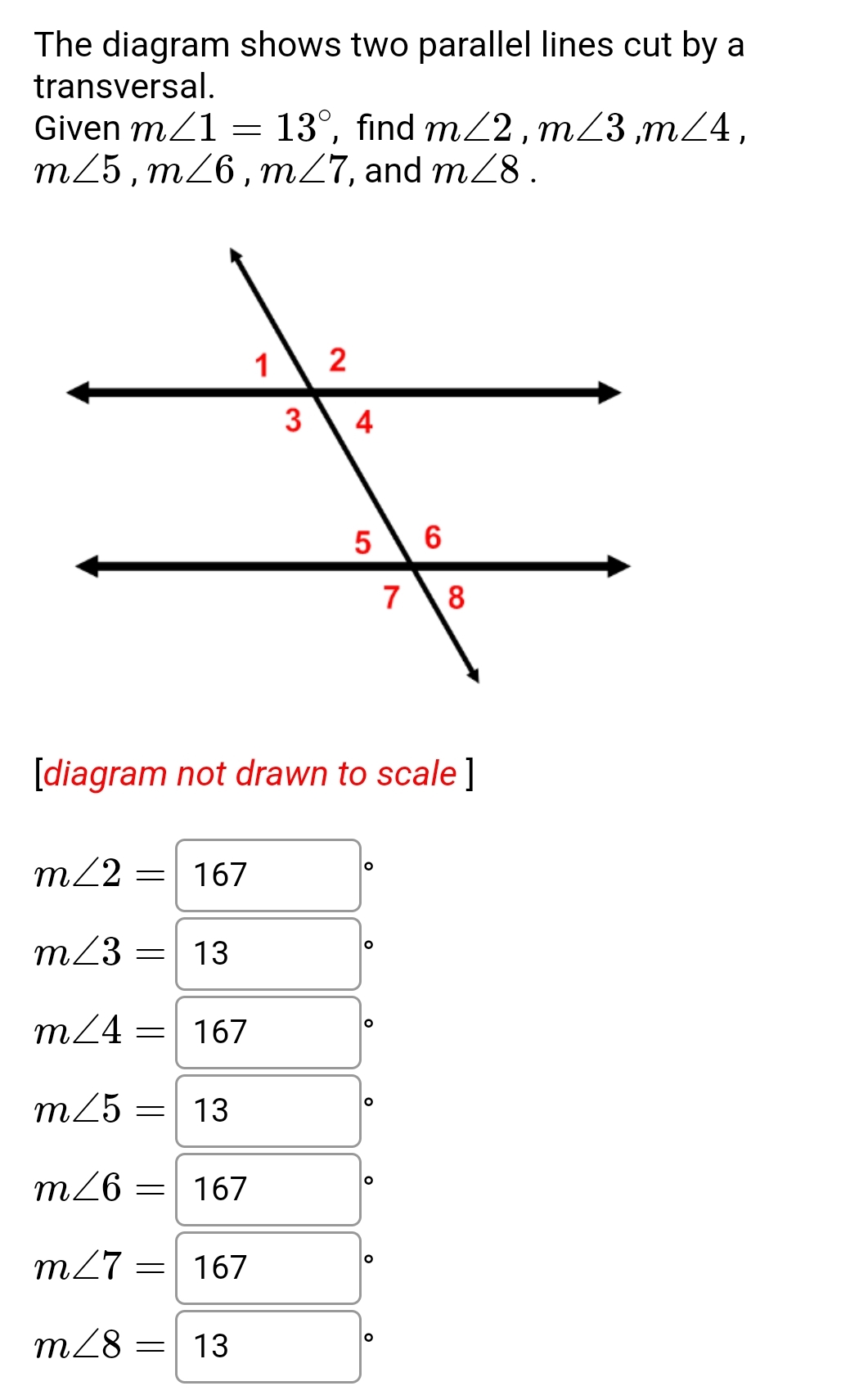 Solved The diagram shows two parallel lines cut by a | Chegg.com