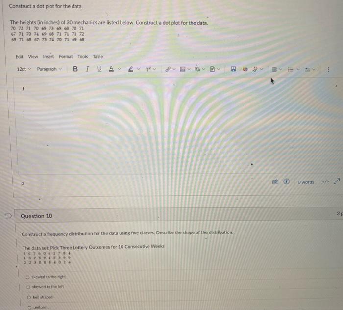 Solved Construct the specified histogram. For the data | Chegg.com