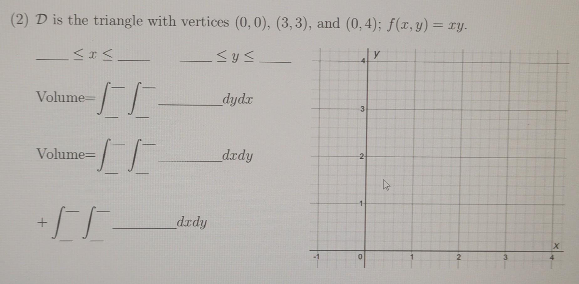 Solved D is the triangle with vertices (0,0),(3,3), and | Chegg.com