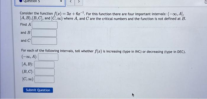 Solved Consider the function f(x)=3x+6x−1. For this function | Chegg.com