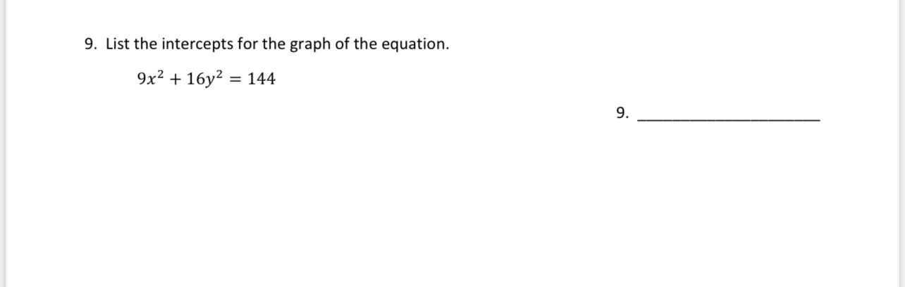 Solved List the intercepts for the graph of the | Chegg.com