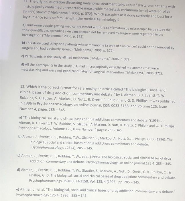 Answer the following question about APA format in a | Chegg.com