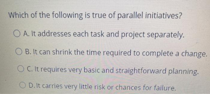 Solved Which of the following is true of parallel | Chegg.com