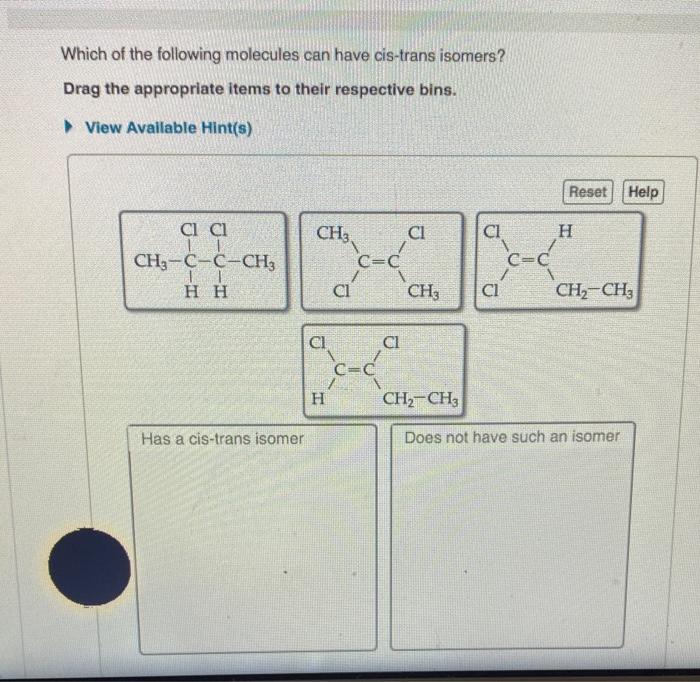 Solved Which of the following molecules can have cis-trans | Chegg.com