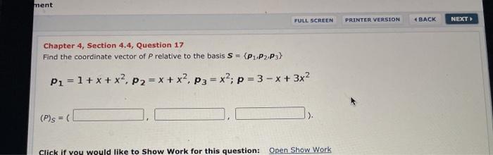 Solved ment FULL SCREEN PRINTER VERSION (BACK NEXT Chapter | Chegg.com