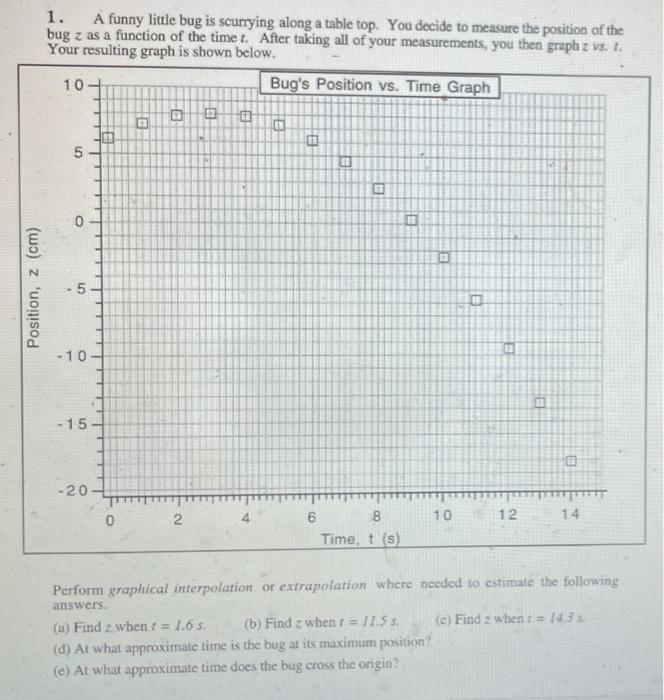 Solved 1. A funny little bug is scurrying along a table top. | Chegg.com