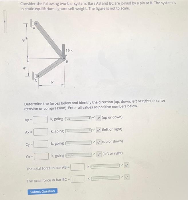 Solved Consider the following two-bar system. Bars AB and BC | Chegg.com